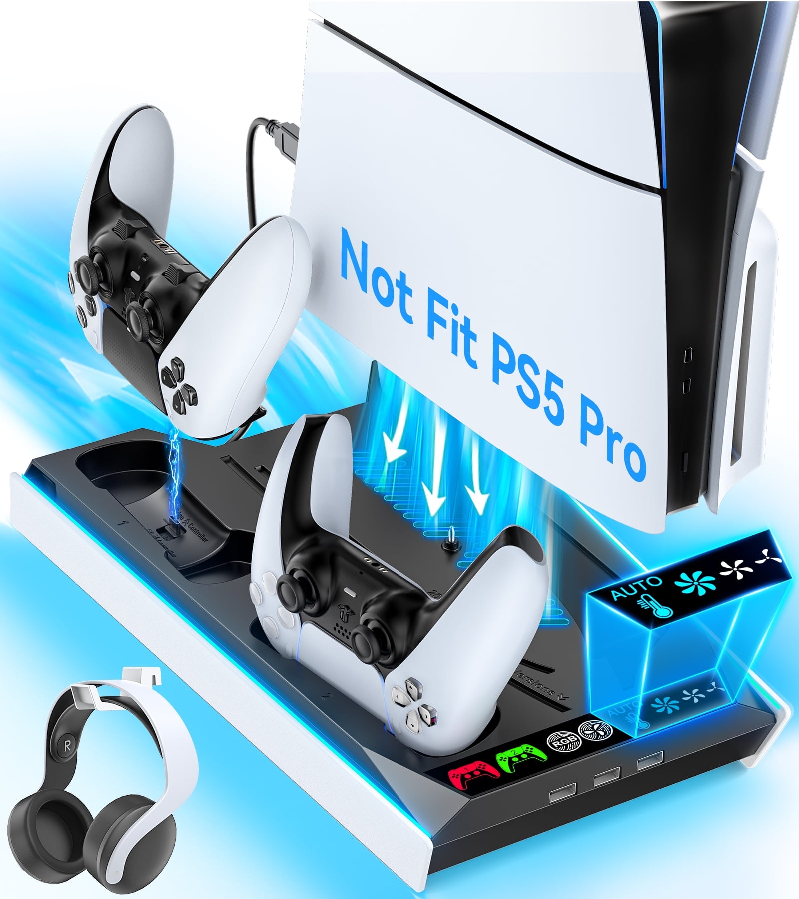 Tokluck PS5 Stand Vertical for PS5 Slim/PlayStation 5, Automatic 3 ...