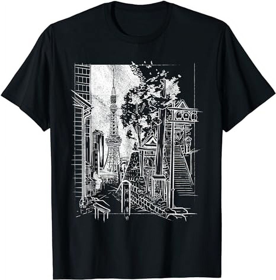 Tokyo City Japan Scenery Black And White T-Shirt - Walmart.com
