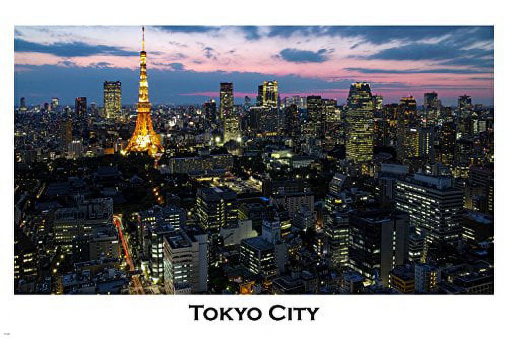 Tokyo Cityscape Poster 20x30 Illuminated Violet-Pink Sky Rare Awesome ...