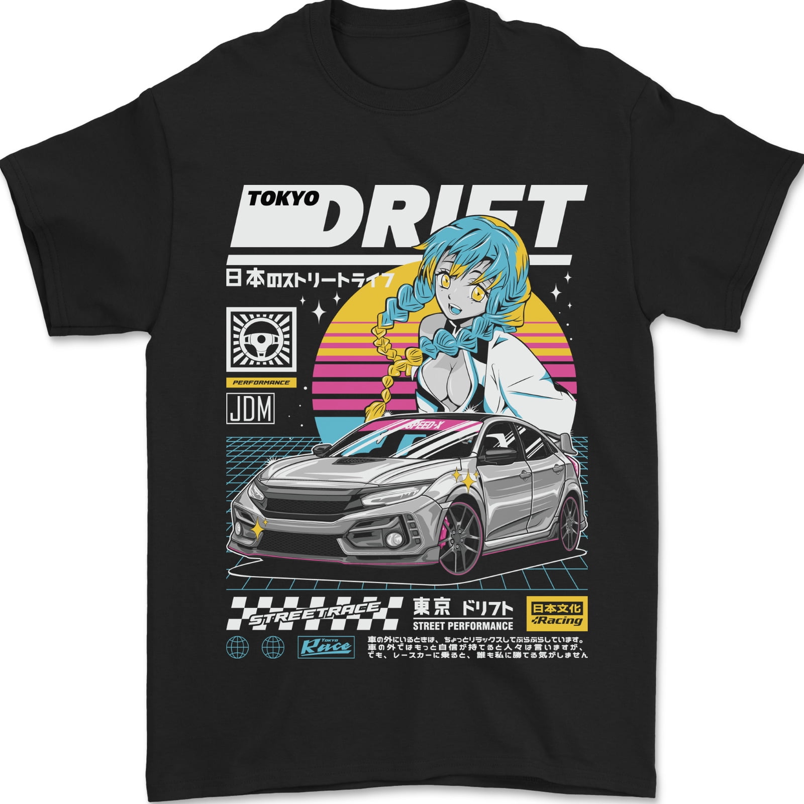 Tokyo Drifting Anime Drift Car Japan Mens T-Shirt 100% Cotton - Walmart.com