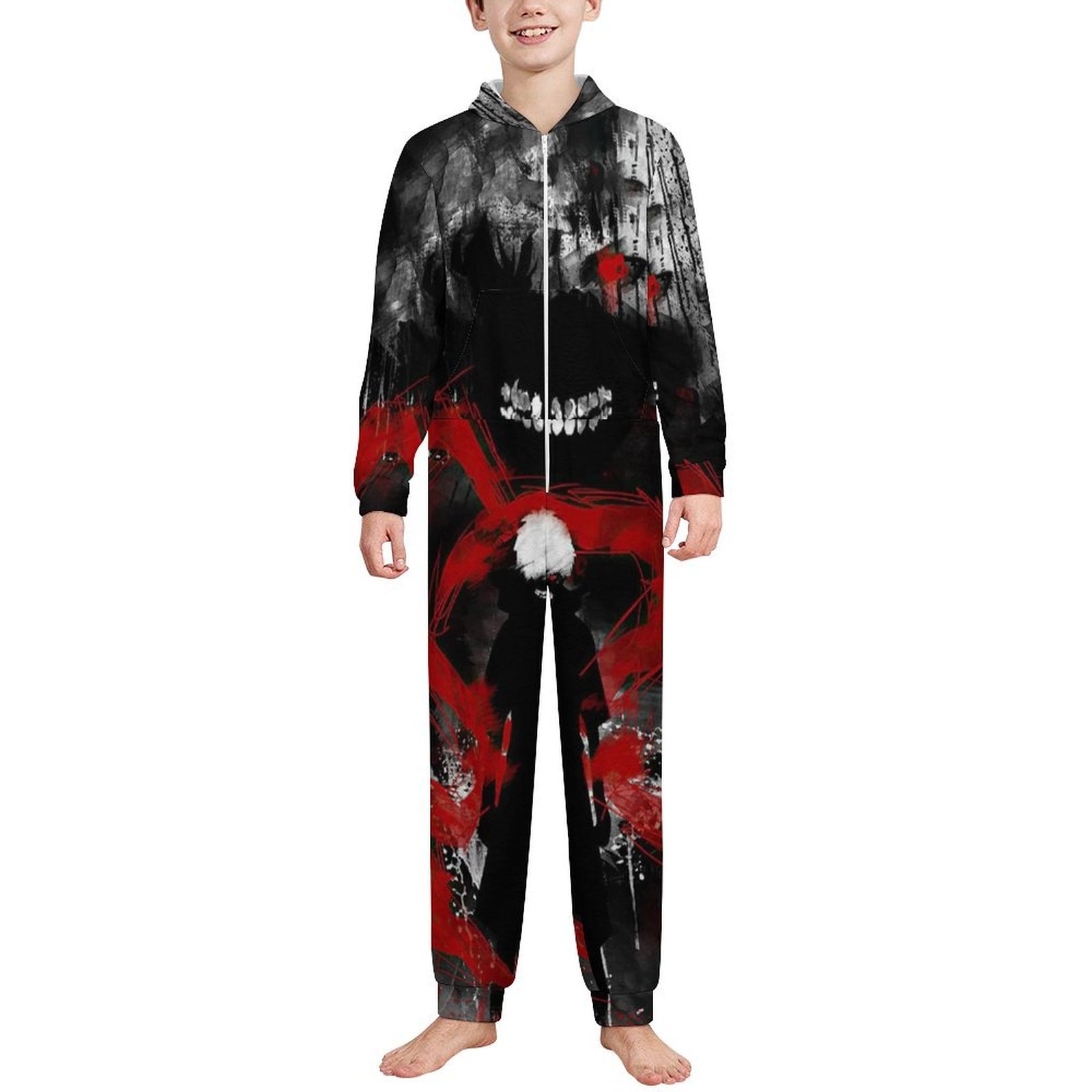 Tokyo Ghoul Hoodie Zipper Onesie Pajamas Jumpsuit One-Piece Costume for ...