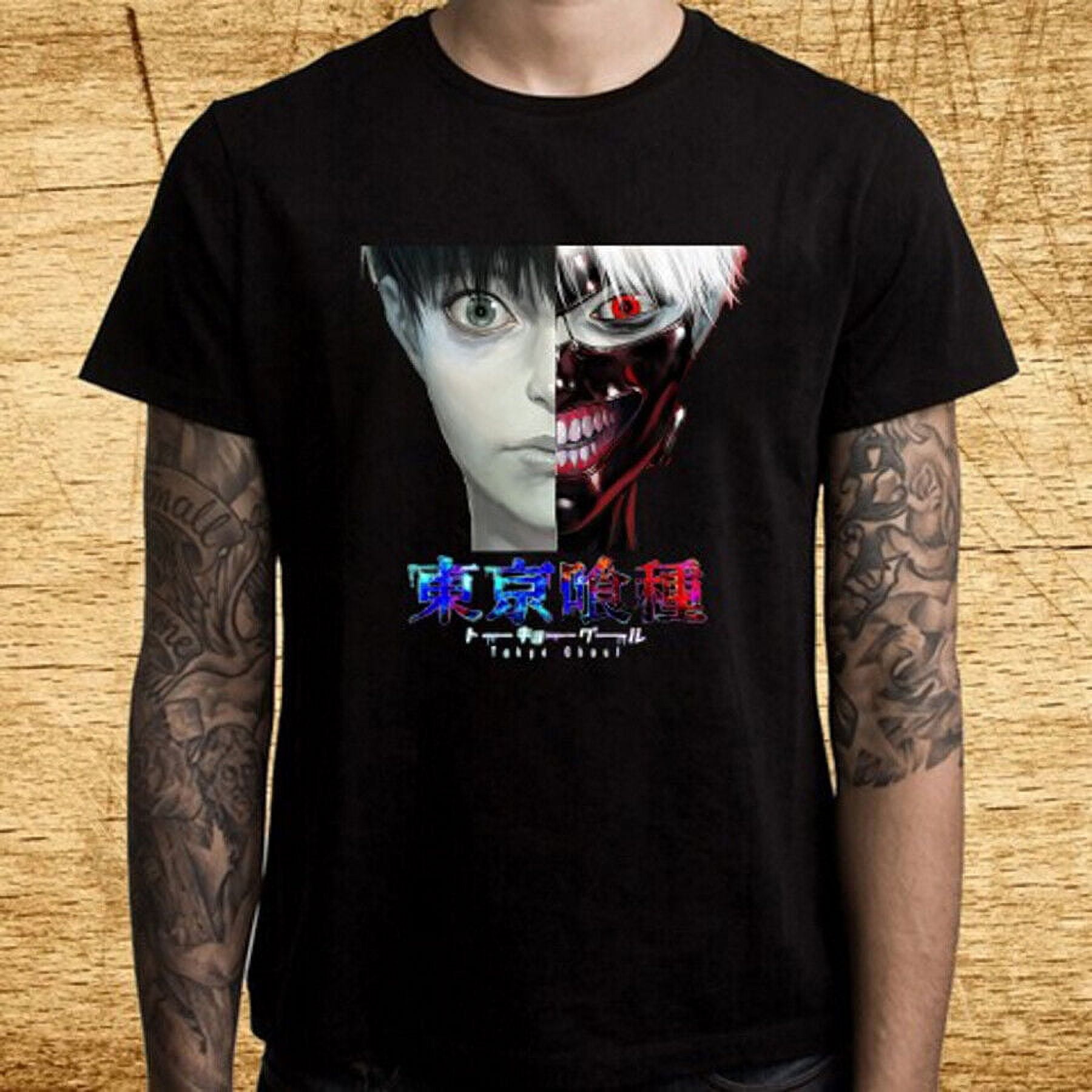 Tokyo Ghoul Kaneki Face Anime Cartoon Men's Black T-Shirt Size S-5XL ...
