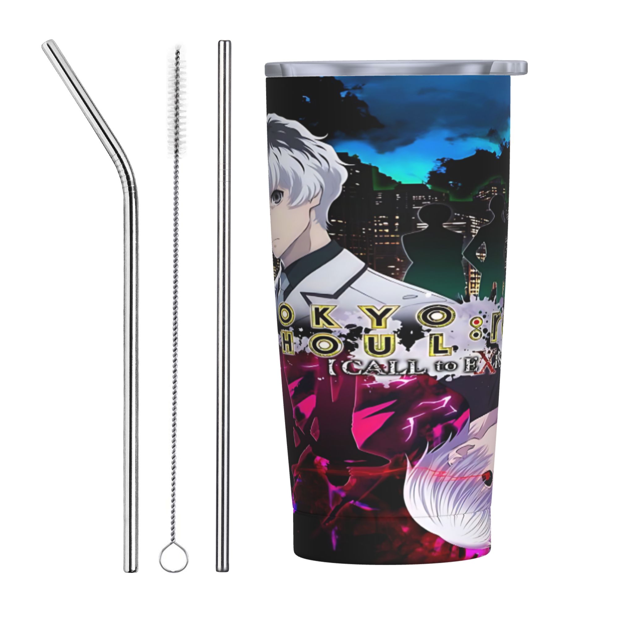 Tokyo Ghoul Tumbler With Lid And Straw Stainless Steel Insulated ...
