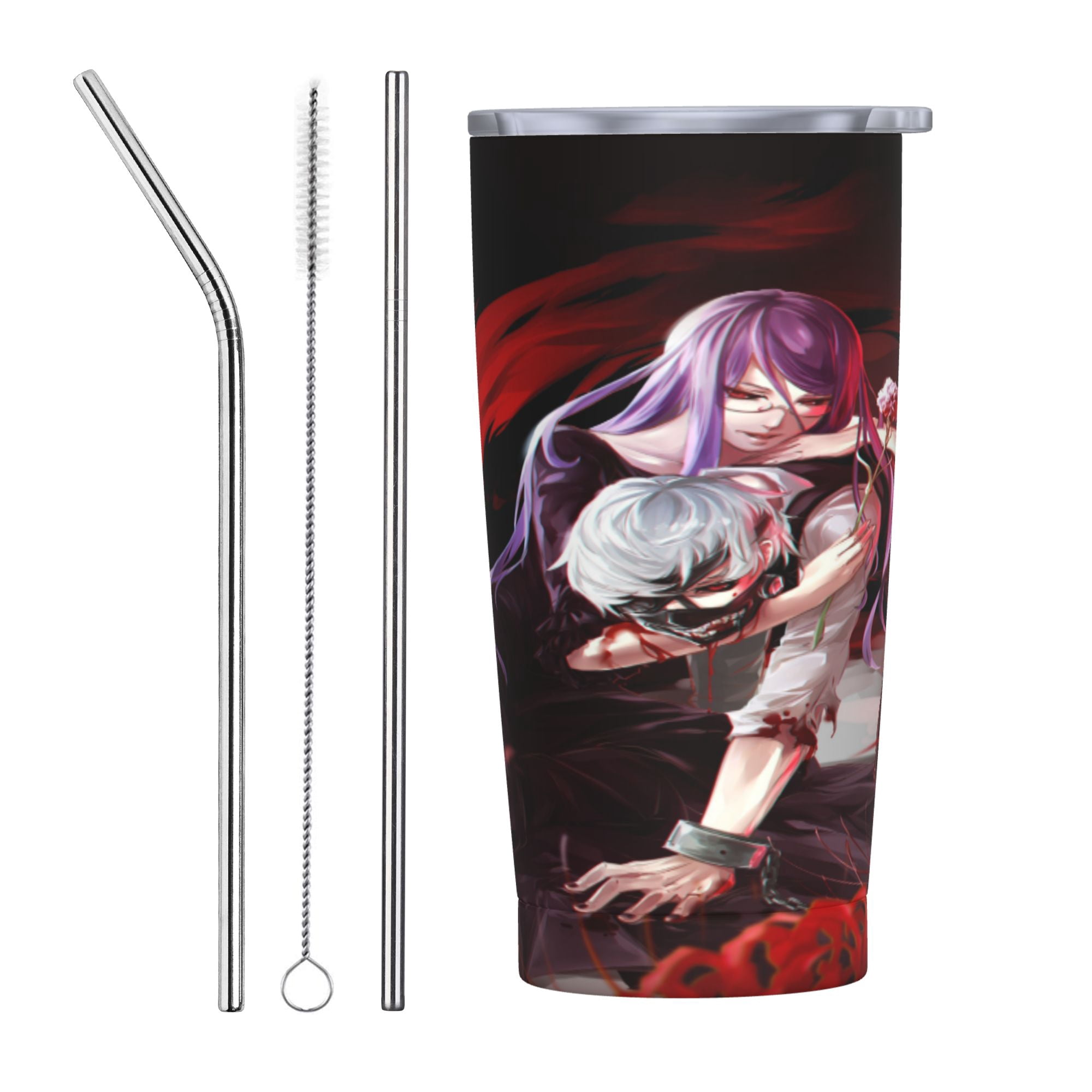 Tokyo Ghoul Tumbler With Lid And Straw Stainless Steel Insulated ...