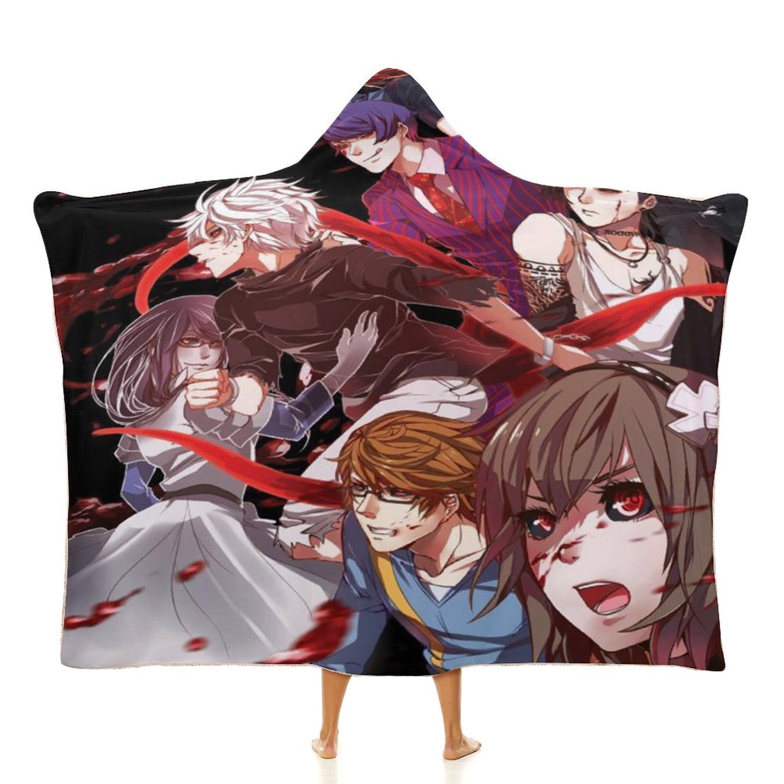 Tokyo Ghoul Wearable Blanket Fleece Hooded Robe Cloak Blanket 60"x80 ...