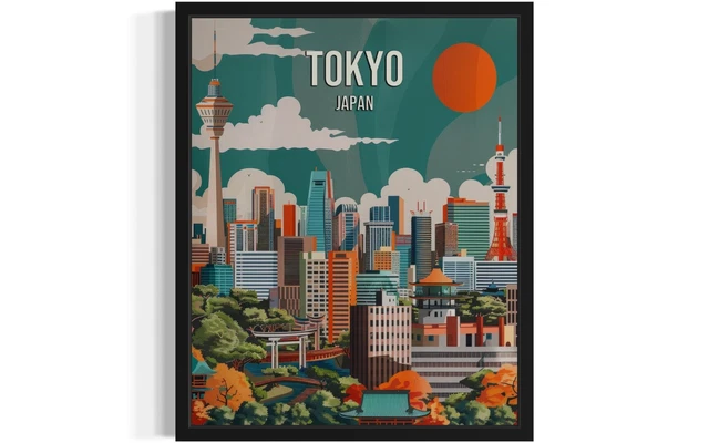 Tokyo Japan Asia City Landmark Art Print Poster Wall Art Painting Phone ...