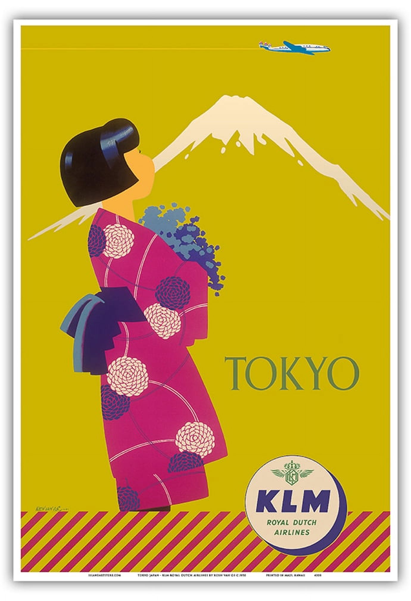Tokyo Japan - KLM Royal Dutch Airlines - Vintage Airline Travel Poster ...