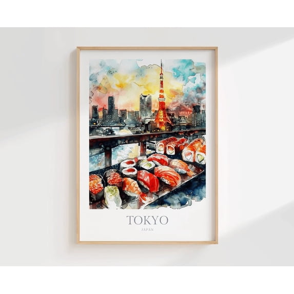 Tokyo Japan Wall Art Home Decor Poster Sushi Poster, Stretched Size ...