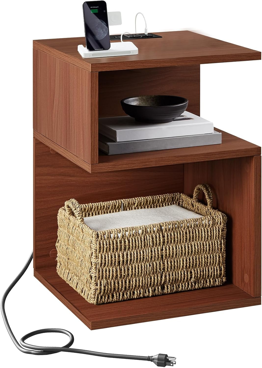 Tokyo S Minimalist End Table - Minimalist 3-Tier Wood Nightstand for ...