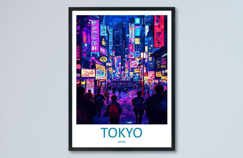 Tokyo Travel Print - Japan Neon City Poster for Culture and Urban ...