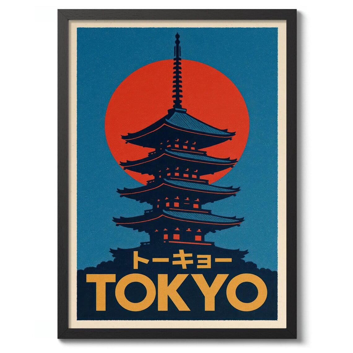 Tokyo Travel Vintage Graphic Wall Art Decor Japan SunShrine, Stretched ...