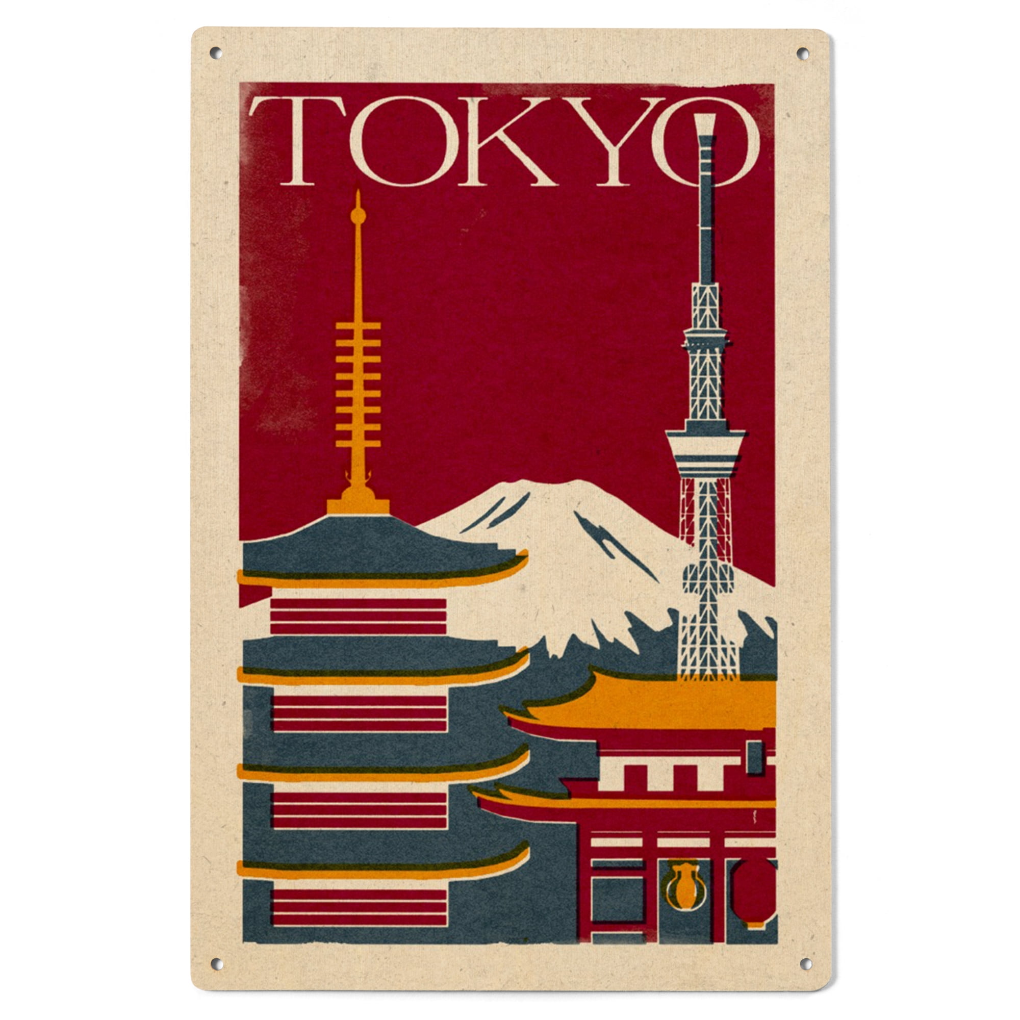 Tokyo, Woodblock Birch Wood Wall Sign (6x9 Rustic Home Decor, Ready to ...