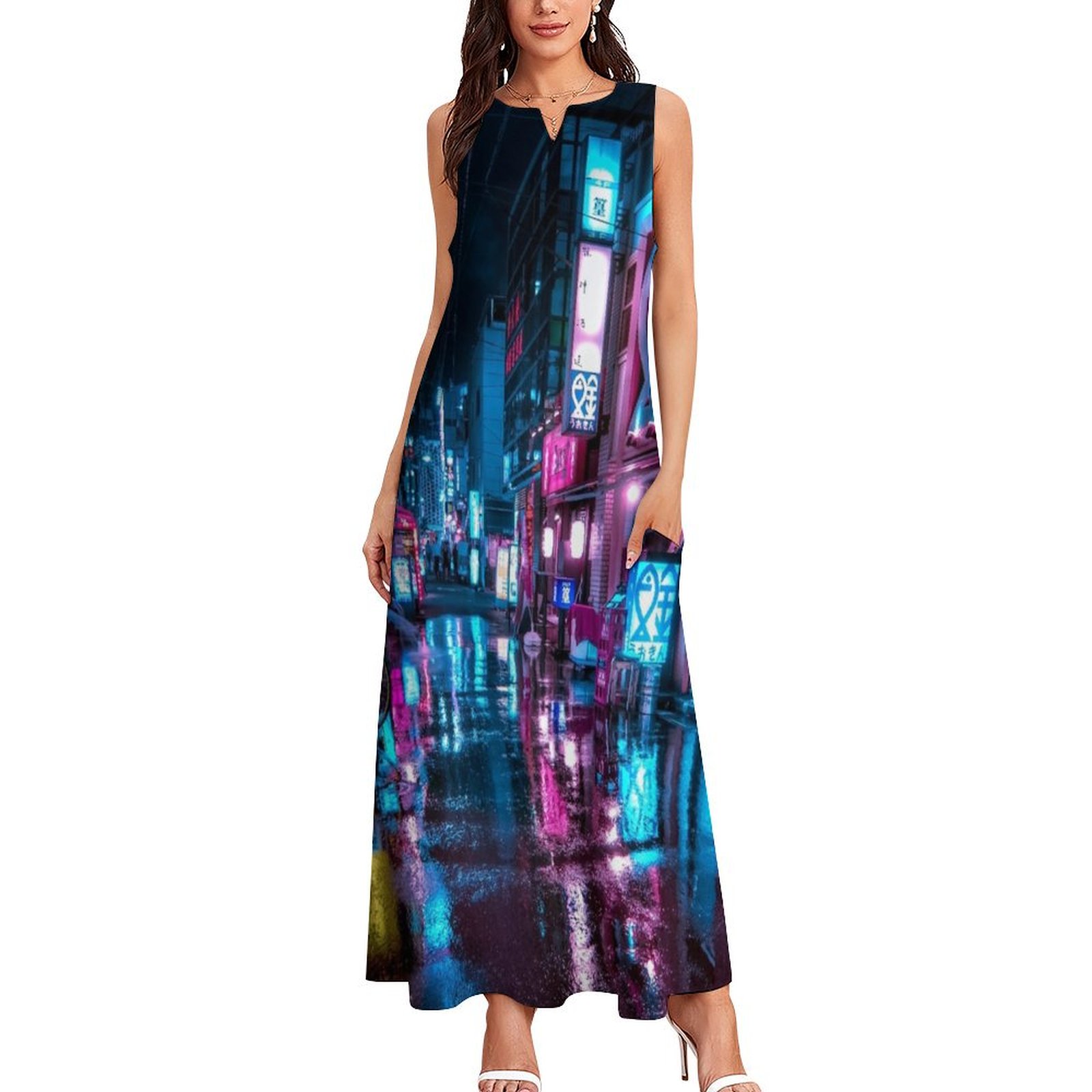 Tokyo at Night - Shimbashi Long Dress women's summer dress summer ...