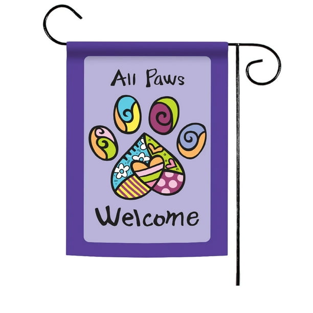 Toland Home Garden All Paws Welcome Cat Dog Paw Print Flag Double Sided ...