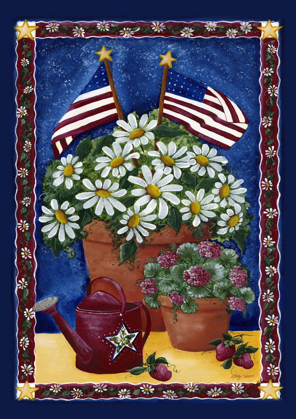 Toland Home Garden American Daisies Flower Patriotic Flag Double Sided ...