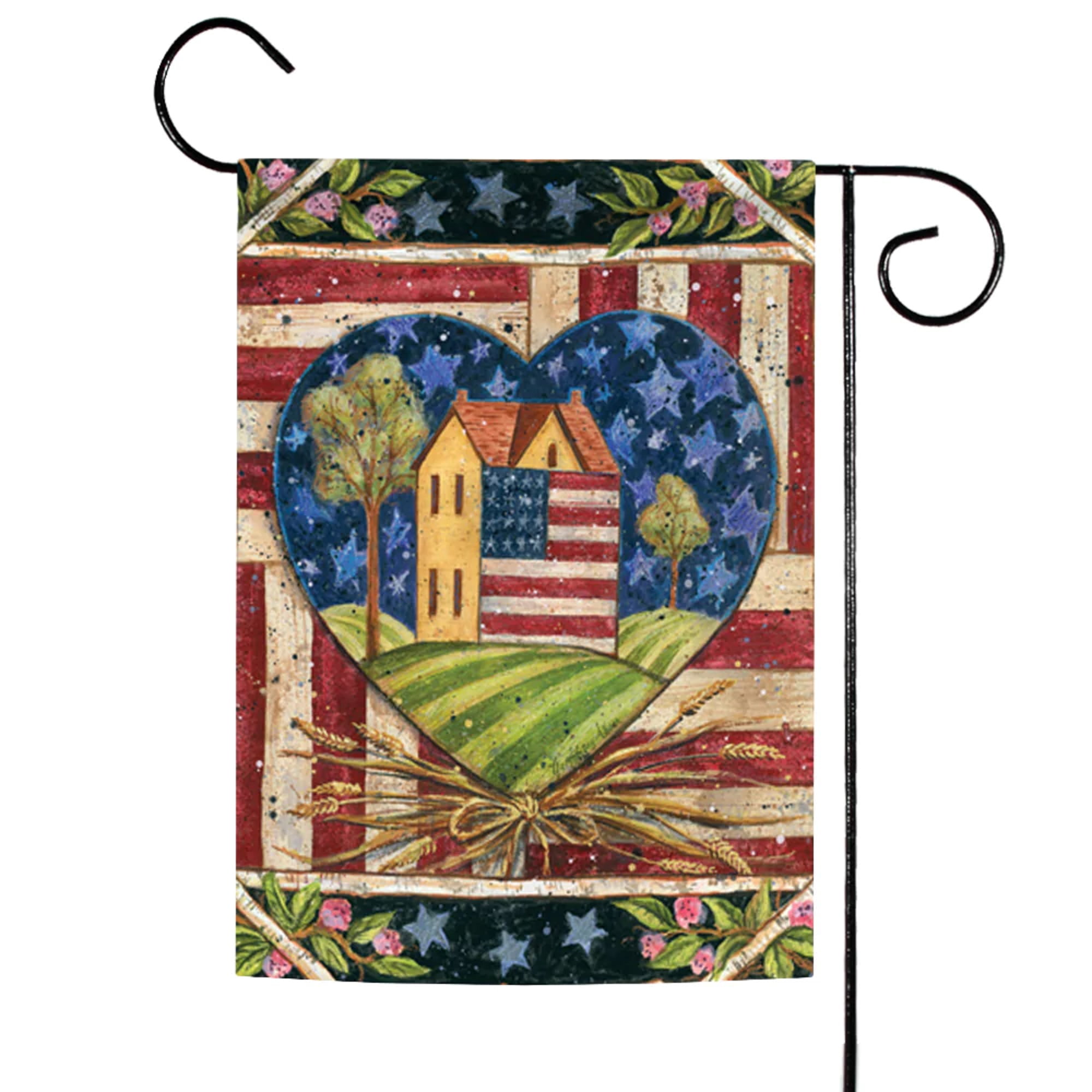 Toland Home Garden American Folk Heart Outdoor Garden Flag 18" x 12.5 ...