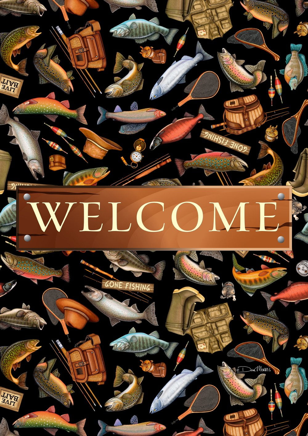 Toland Home Garden Angler A-lure Welcome Fishing Welcome Flag Double ...