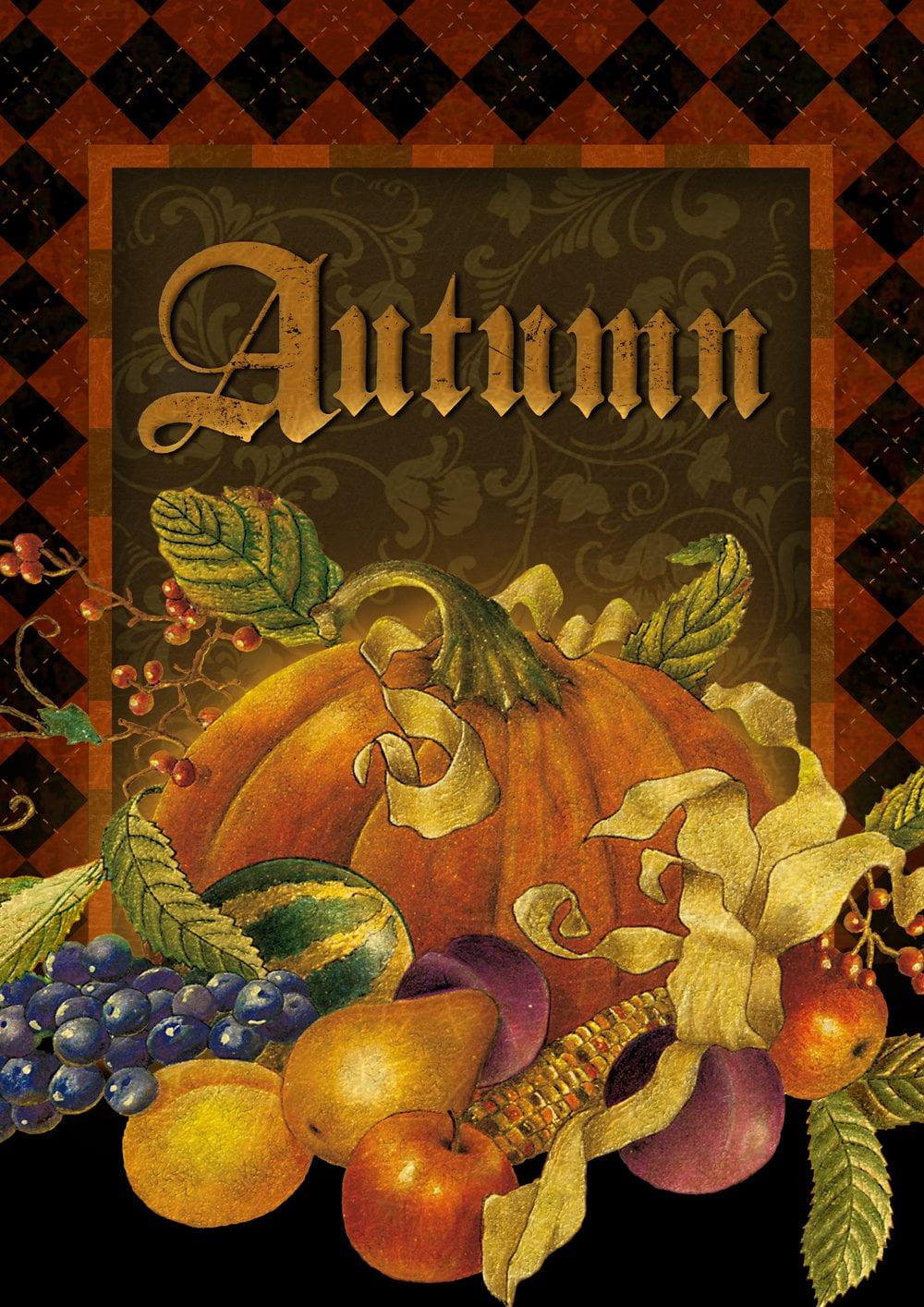 Toland Home Garden Autumn Argyle Fall Thanksgiving Flag Double Sided ...