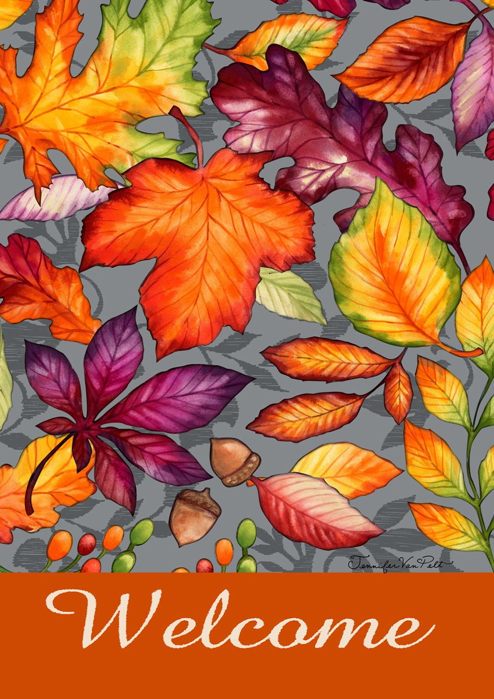 Toland Home Garden Autumn Welcome Leaves Fall Flag Double Sided 12x18 ...