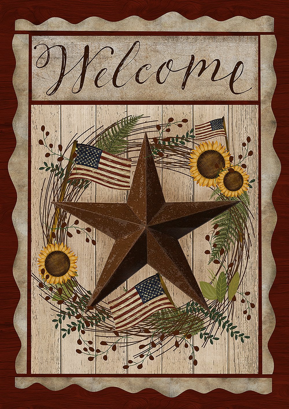 Toland Home Garden Barn Star Welcome Fall Flag Double Sided 12x18 Inch ...