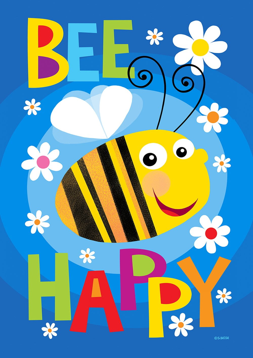 Toland Home Garden Bee Happy Positive Spring Flag Double Sided 28x40 ...