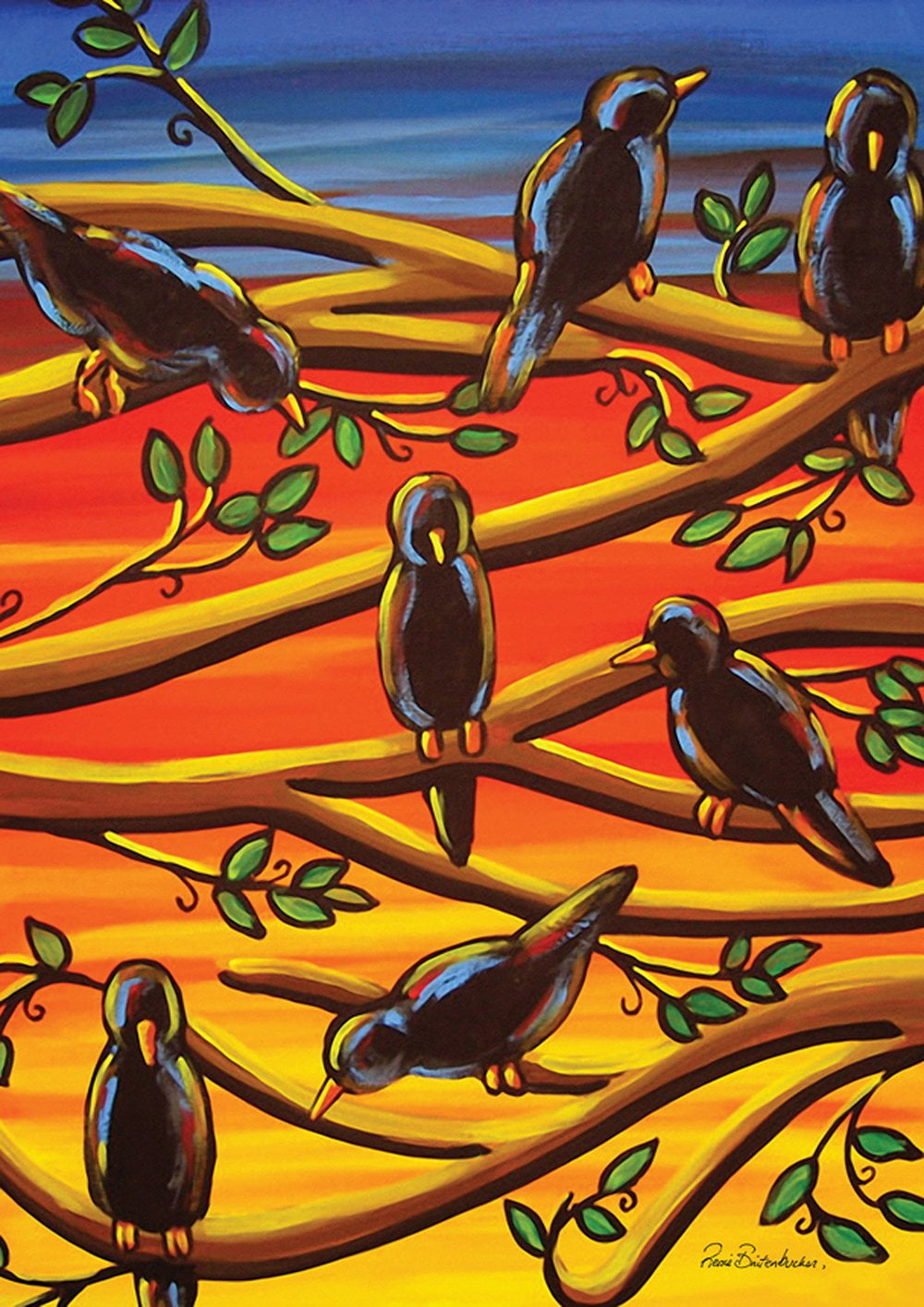 Toland Home Garden Black Birds Bird Fall Flag Double Sided 12x18 Inch ...
