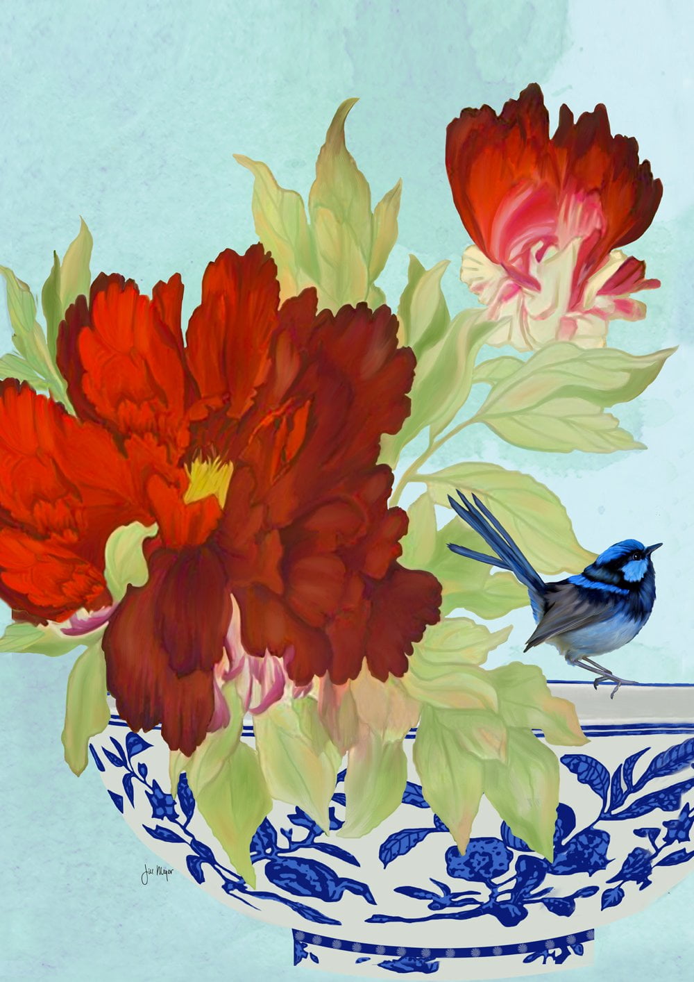 Toland Home Garden Blue Bird Bird Flower Flag Double Sided 12x18 Inch ...