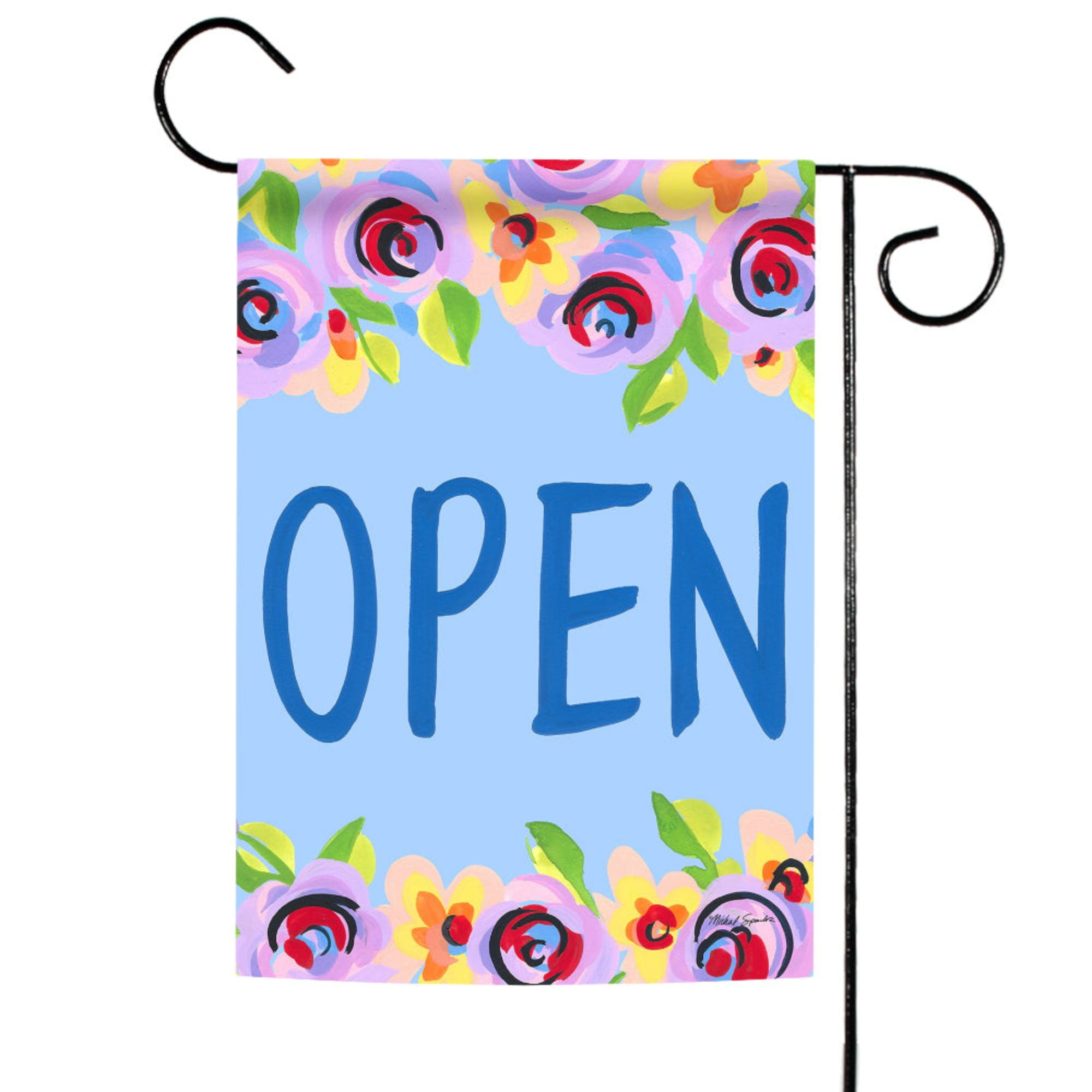 Toland Home Garden Blue Floral Open Flower Open Flag Double Sided 12x18 ...