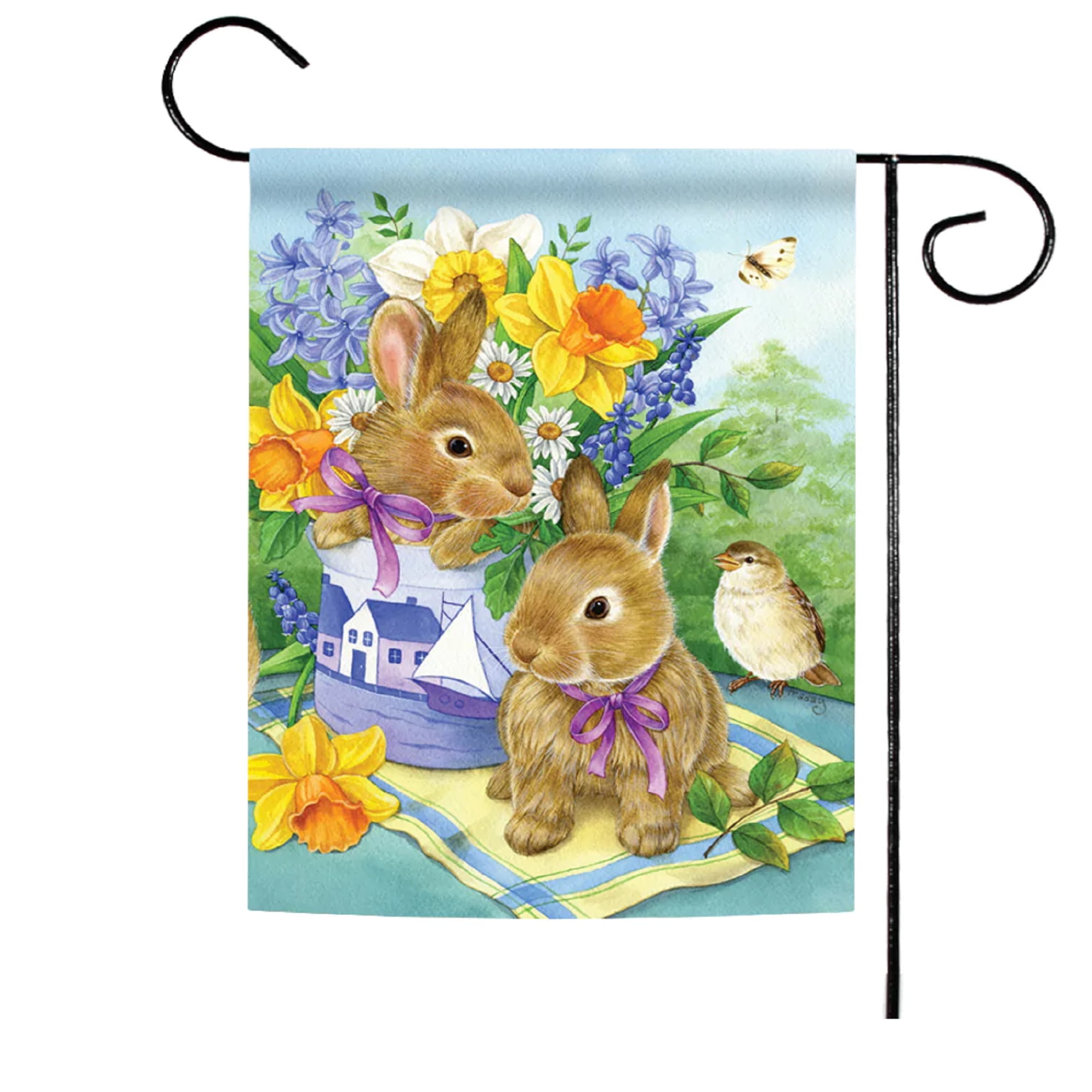 Toland Home Garden Bunny Bouquet Spring Easter Flag Double Sided 12x18 ...