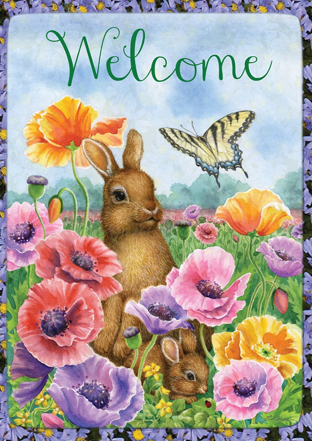 Toland Home Garden Bunny Poppies Spring Easter Flag Double Sided 12x18 ...