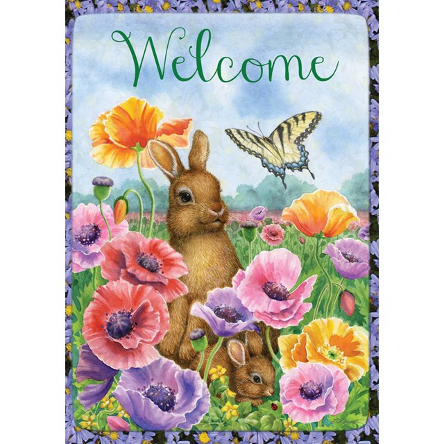 Toland Home Garden Bunny Poppies Spring Easter Flag Double Sided 12x18 ...