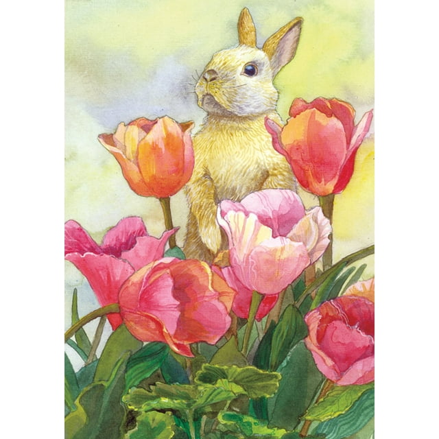 Toland Home Garden Bunny Tulip Easter Flag Double Sided 28x40 Inch ...