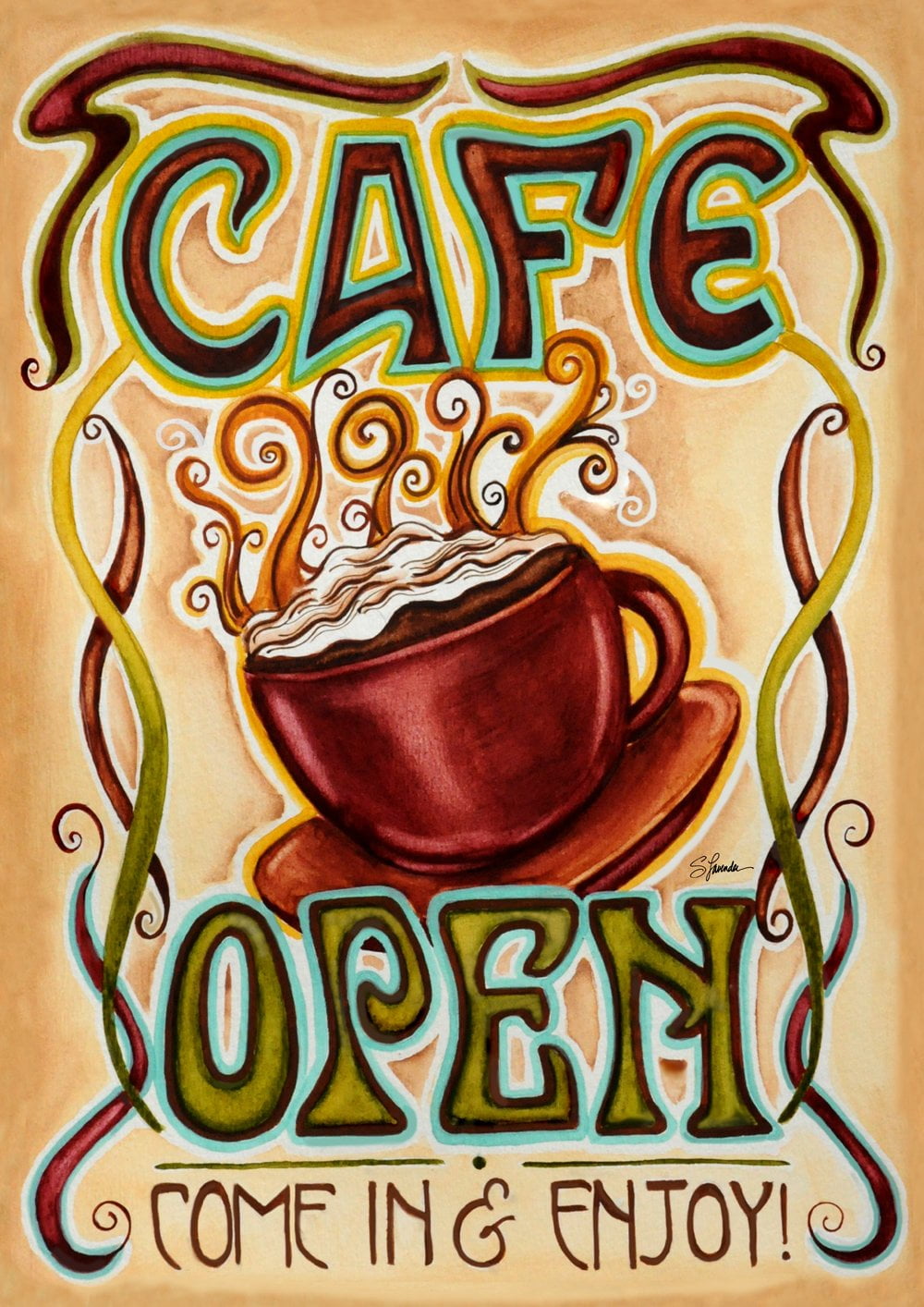 Toland Home Garden Cafe Open Business Coffee Flag Double Sided 12x18 ...
