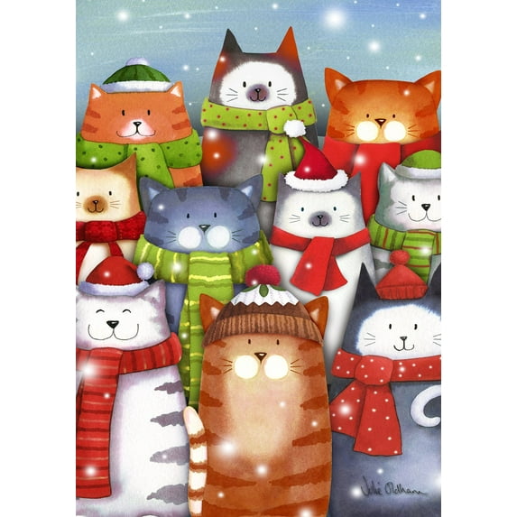 Toland Home Garden Cat Caroling Christmas Winter Flag Double Sided ...
