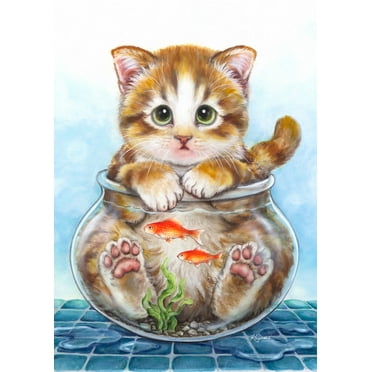Toland Home Garden Flower Cat Flower Cat Flag Double Sided 12x18 Inch ...