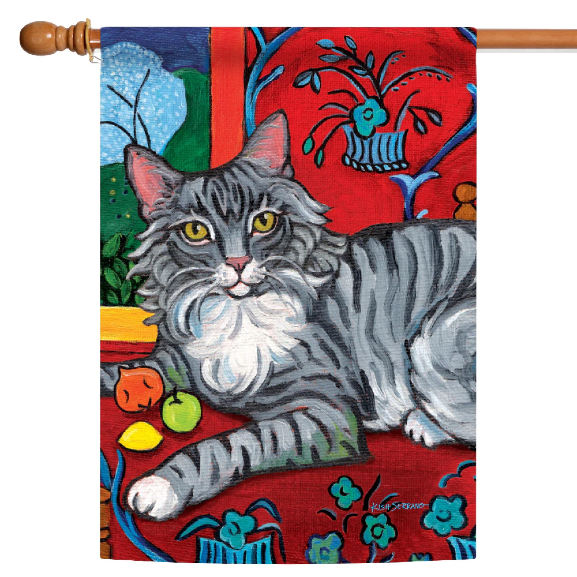 Toland Home Garden Cattise- Long Haired Tabby Long Haired Tabby Cat ...