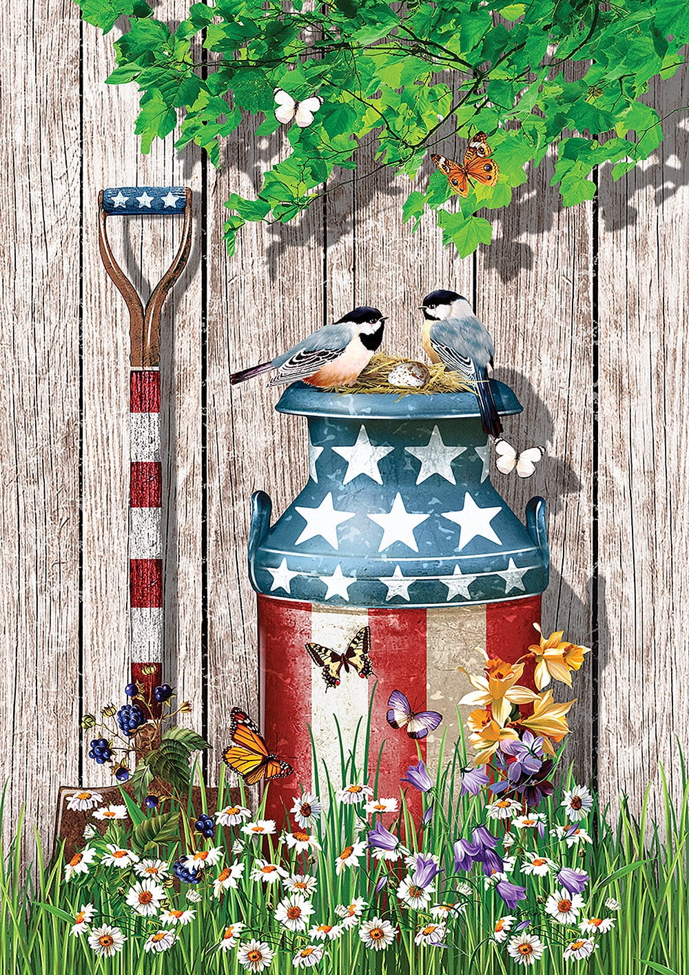 Toland Home Garden Chickadee Garden Patriotic Spring Flag Double Sided ...