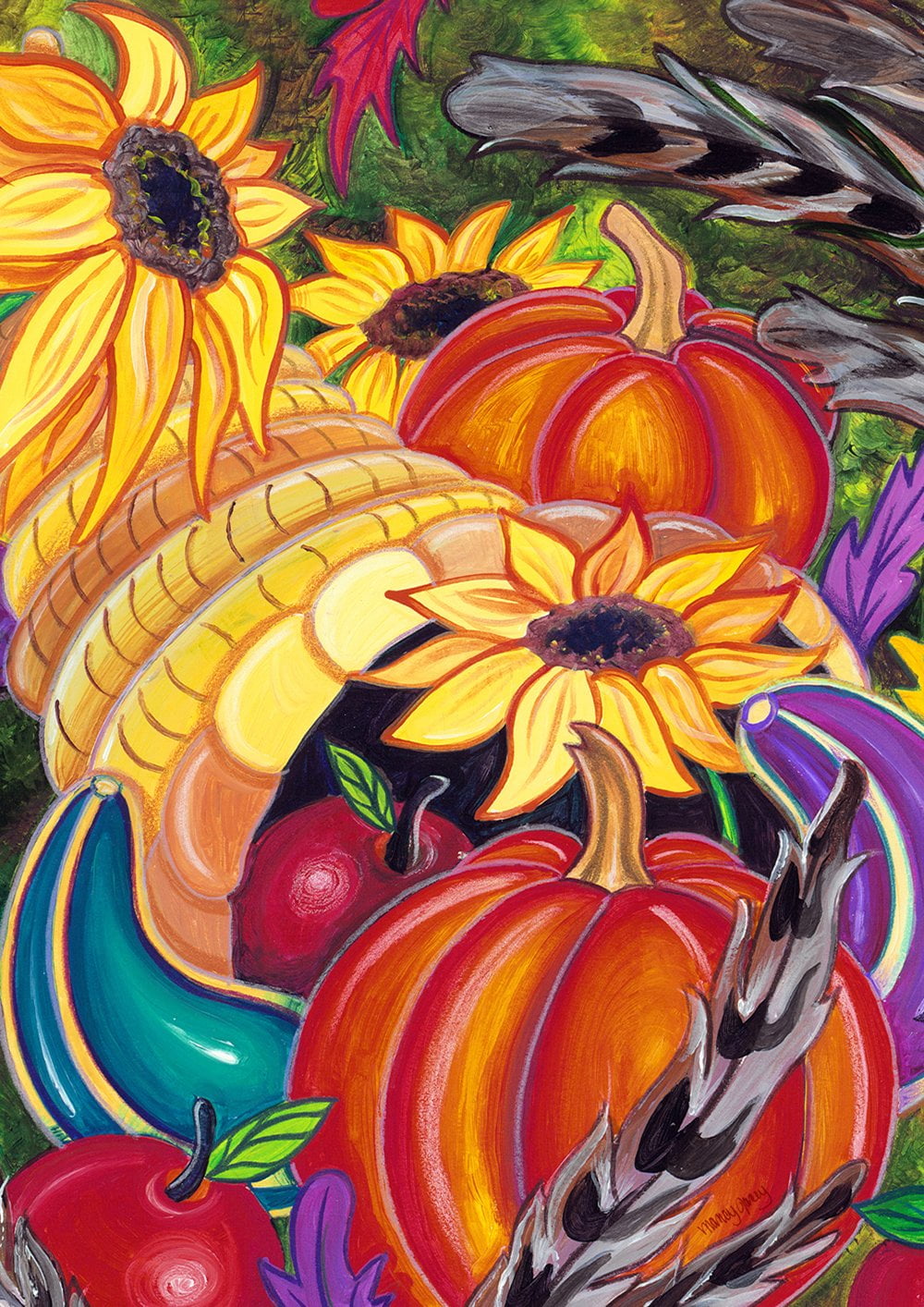 Toland Home Garden Colorful Cornucopia Pumpkin Fall Flag Double Sided ...