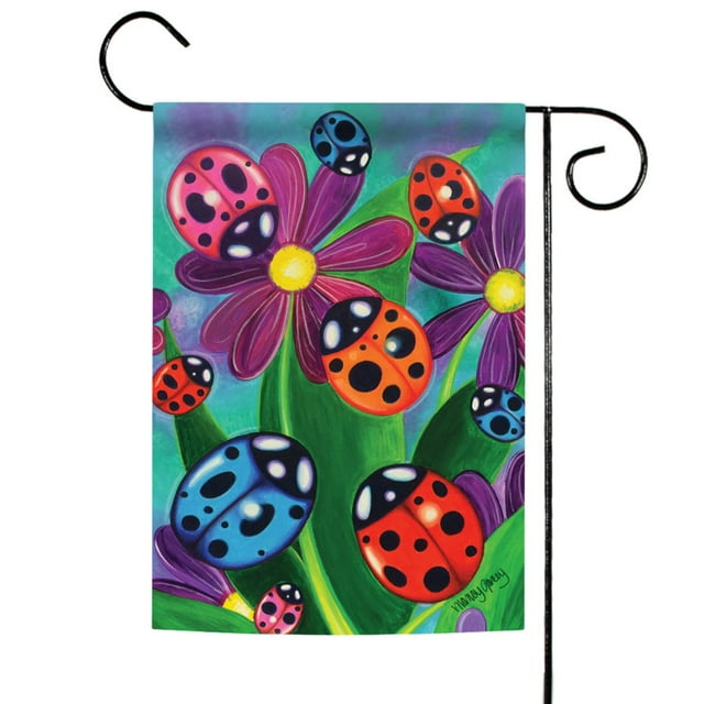 Toland Home Garden Colorful Ladybirds And Ladybugs Flower Ladybug Flag ...