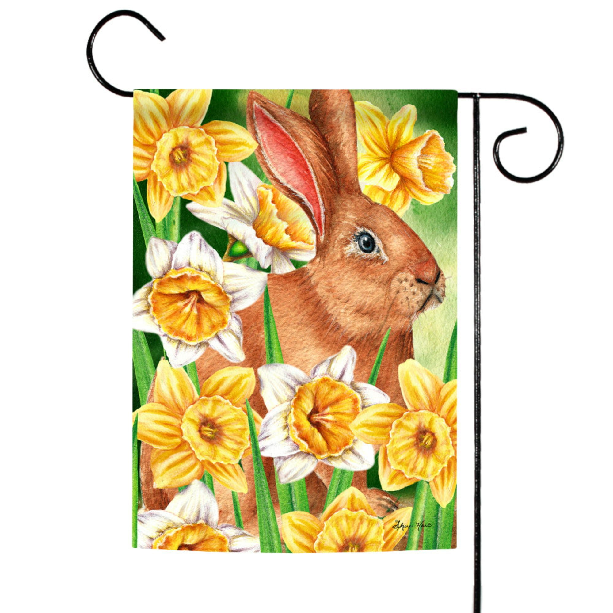 Toland Home Garden Daffodil Rabbit Spring Easter Flag Double Sided ...