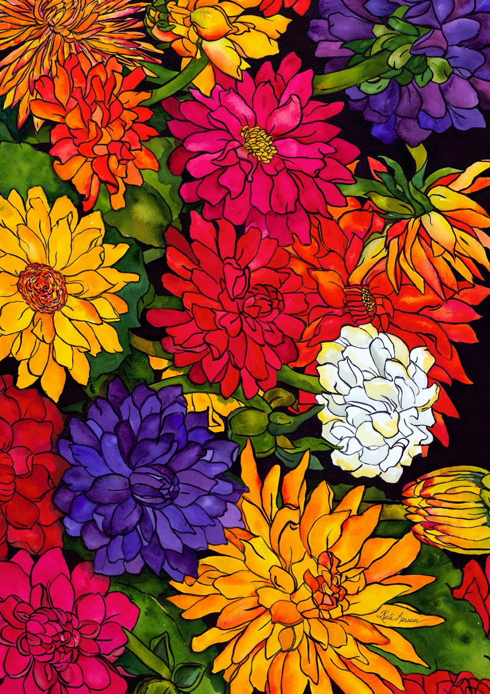 Toland Home Garden Dizzy Dahlias Flowers Flower Flag Double Sided 12x18 ...
