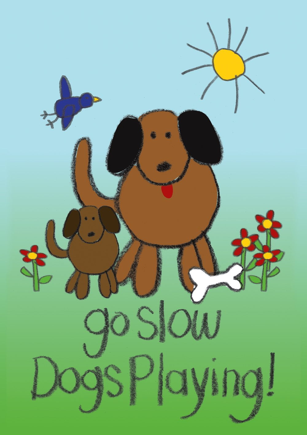 Toland Home Garden Dogs Playing Go Slow Dog Flag Double Sided 28x40 ...