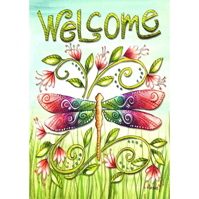 Toland Home Garden Dragonfly Welcome Welcome Flag Double Sided 12x18 ...