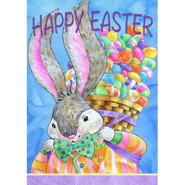 Toland Home Garden Bunny Tulip Easter Flag Double Sided 28x40 Inch ...