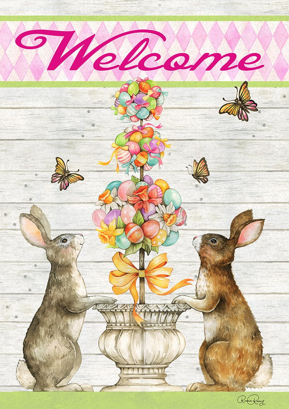 Toland Home Garden Easter Bunny Topiary Spring Easter Flag Double Sided ...