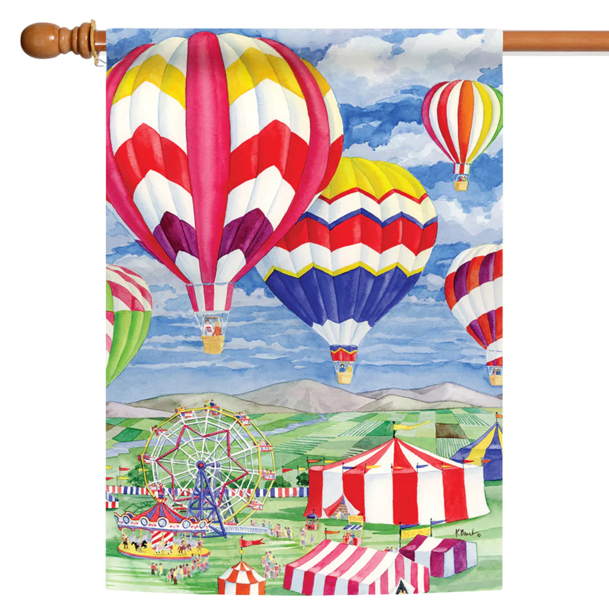 Toland Home Garden Fair Balloons Flight summer Flag Double Sided 28x40 ...