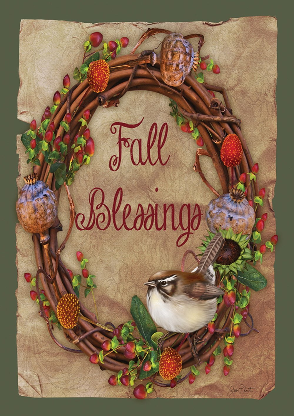 Toland Home Garden Fall Blessings Wreath Fall Flag Double Sided 28x40 ...