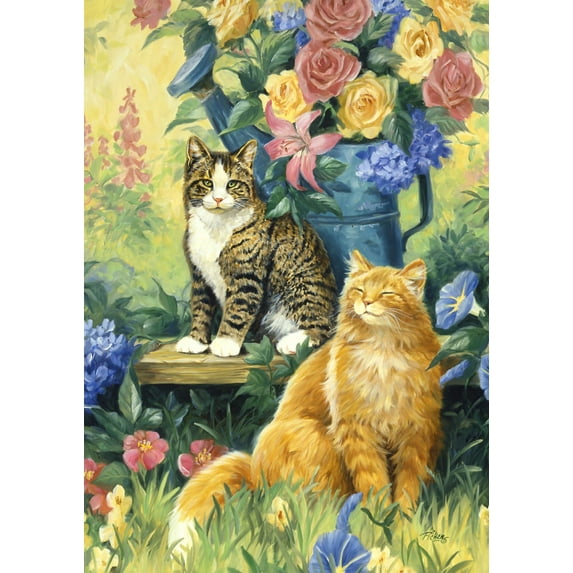 Toland Home Garden Feline Sunshine Flower Cat Flag Double Sided 12x18 ...