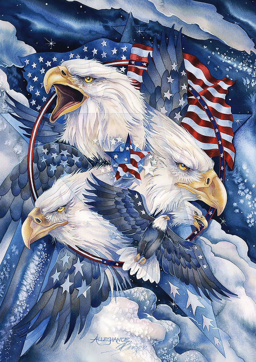 Toland Home Garden Fierce Allegiance Eagle Patriotic Flag Double Sided ...