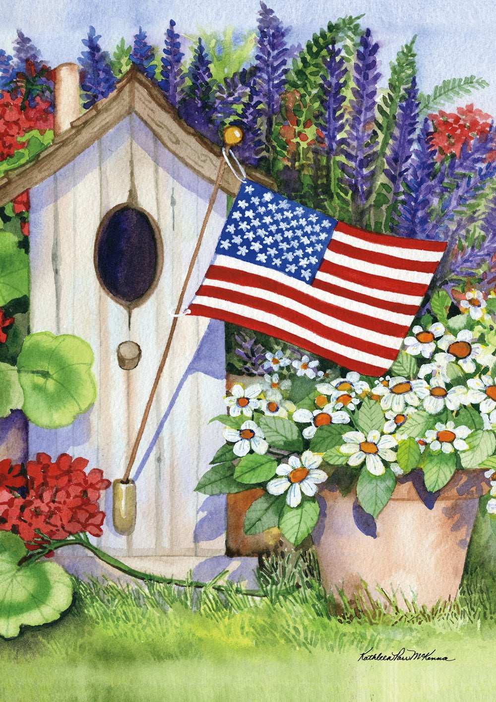 Toland Home Garden Flag Flying Bird House Flower Patriotic Flag Double ...